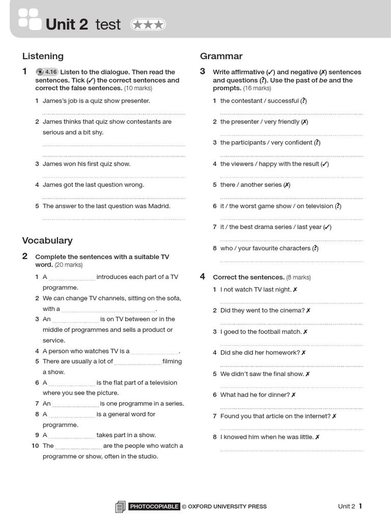 English Plus 3 U.2 Test Higher | PDF