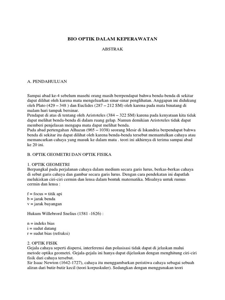 Bio Optik Dalam Keperawatan | PDF
