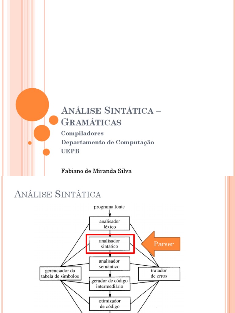 5 Análise Sintática 1 PDF | PDF | Análise | Compilador