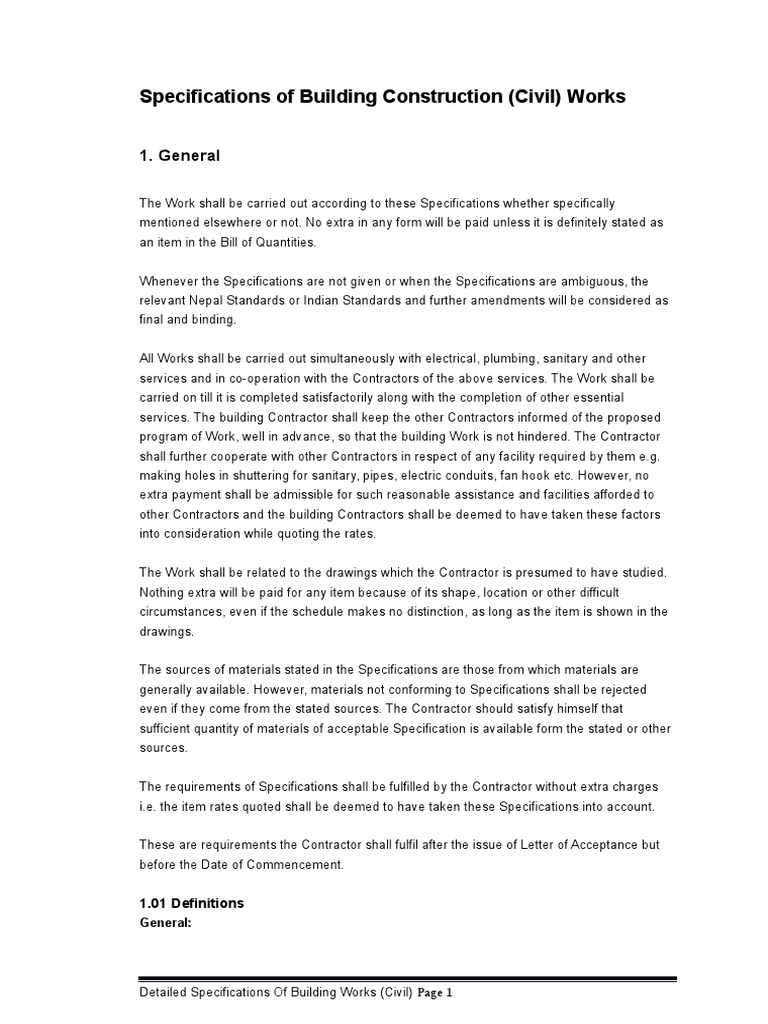 Spec Civil | PDF | Specification (Technical Standard) | Concrete