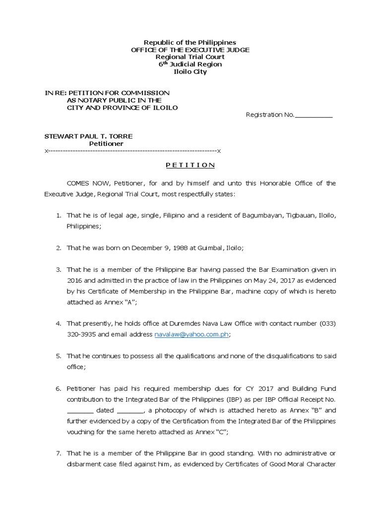 Petition For Notarial Commission | PDF | Public Law | Judiciaries