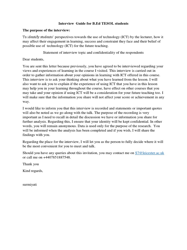 Interview Guide For Students | PDF | Educational Technology | Pedagogy