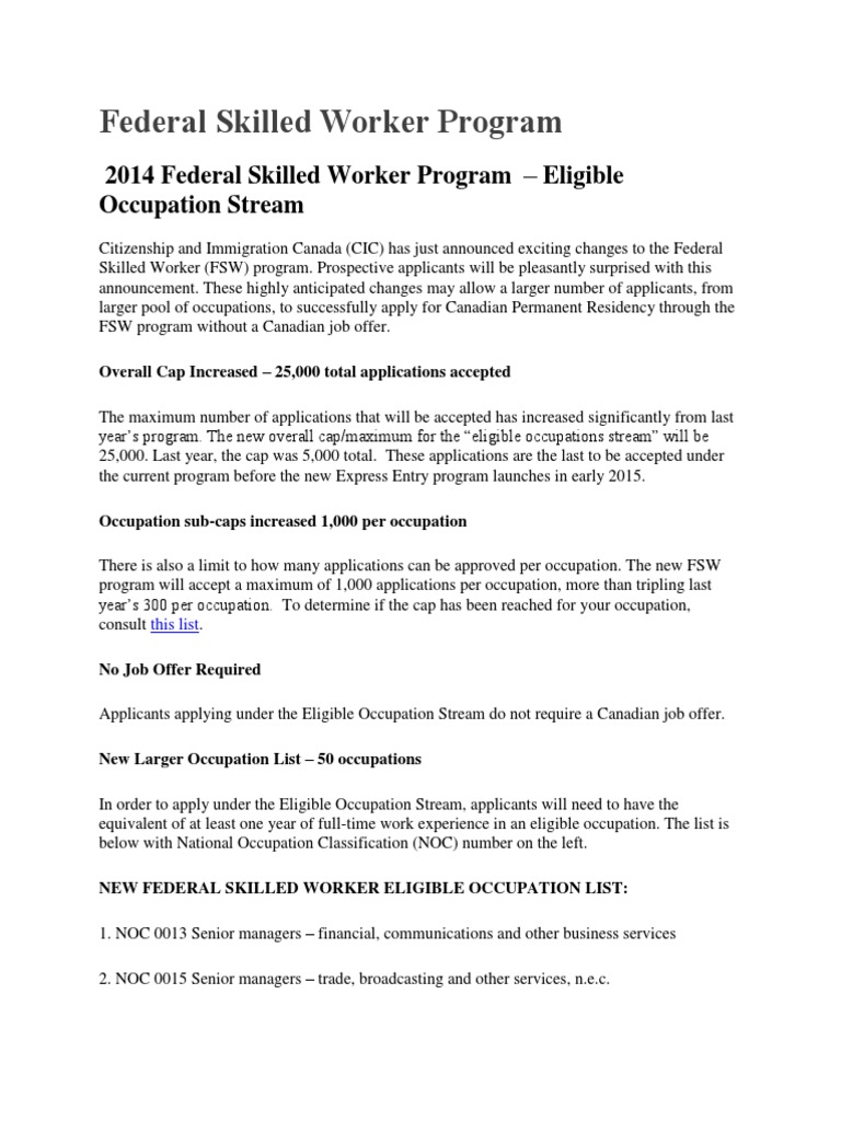 Federal Skilled Worker Program | International English Language Testing ...