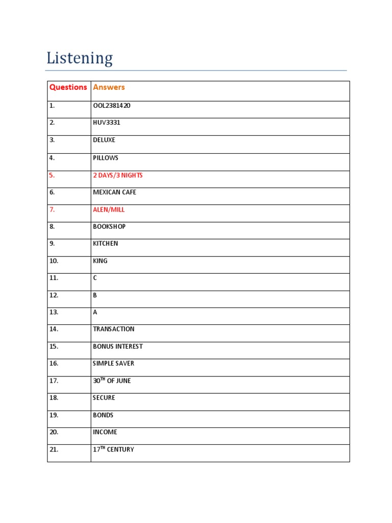 Listening: Questions | PDF | Science & Mathematics