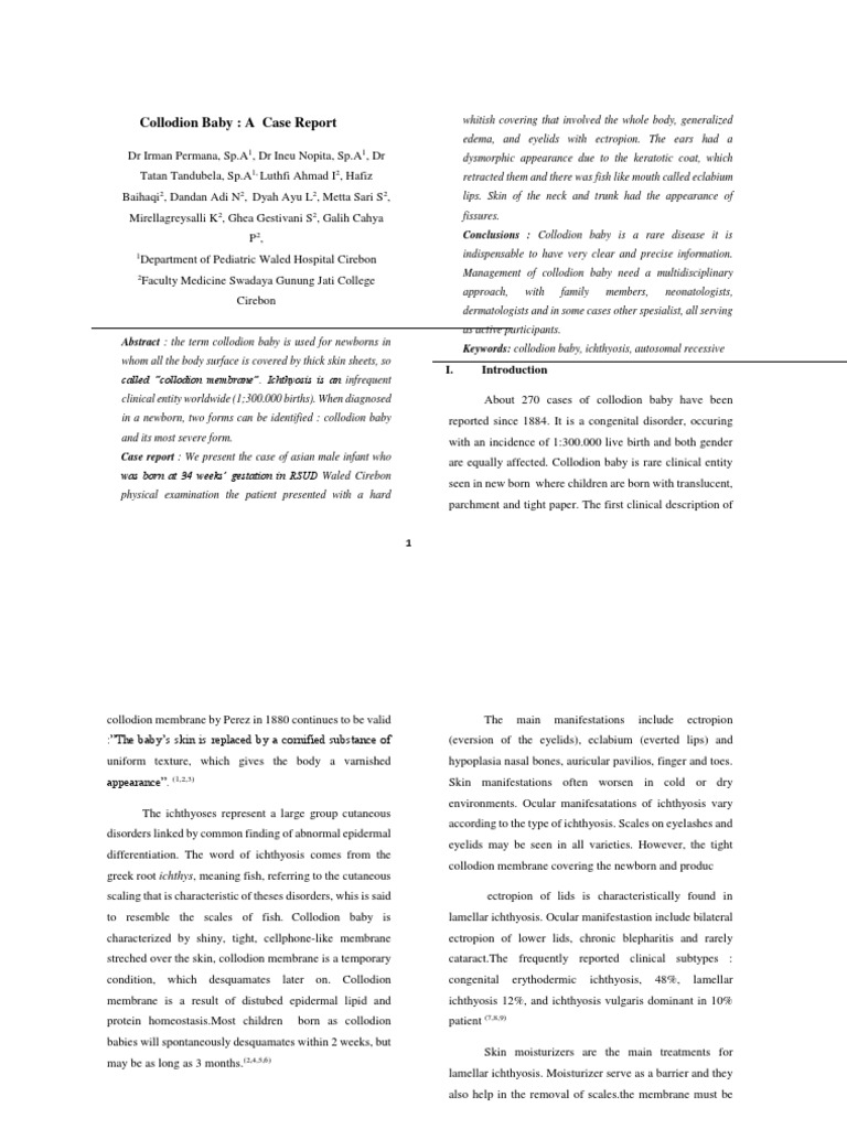 Collodion Baby: A Case Report | PDF | Infants | Medicine