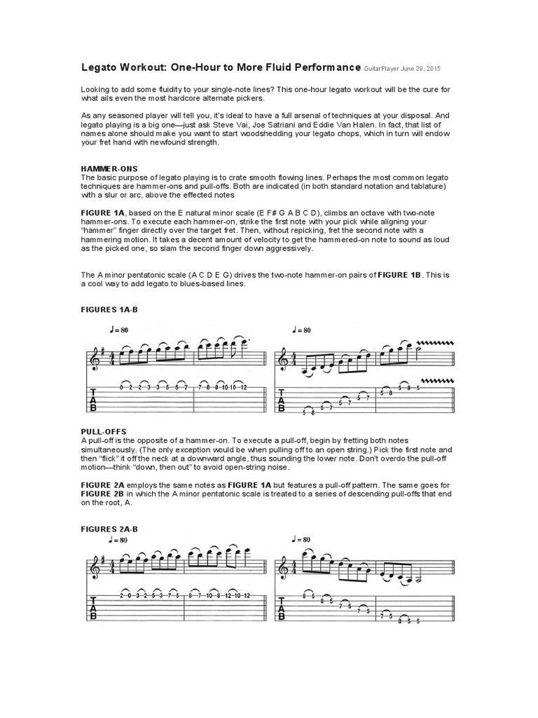 Legato Workout - One-Hour To More Fluid Performance | PDF | Guitars | Celtic Musical Instruments