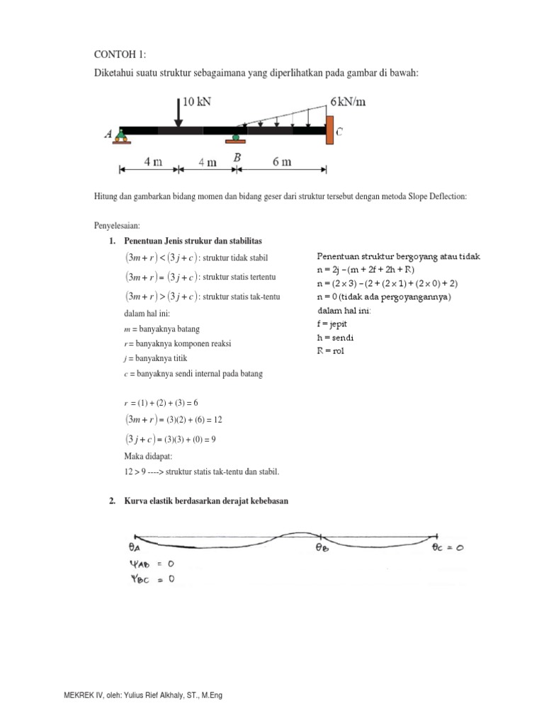 Contoh Soal 01 Slope Deflection PDF | PDF