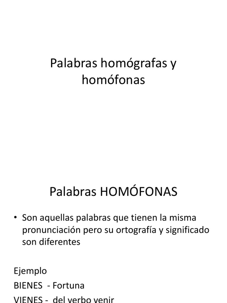 Palabras Homógrafas y Homófonas | PDF | Artes del Lenguaje y Comunicación