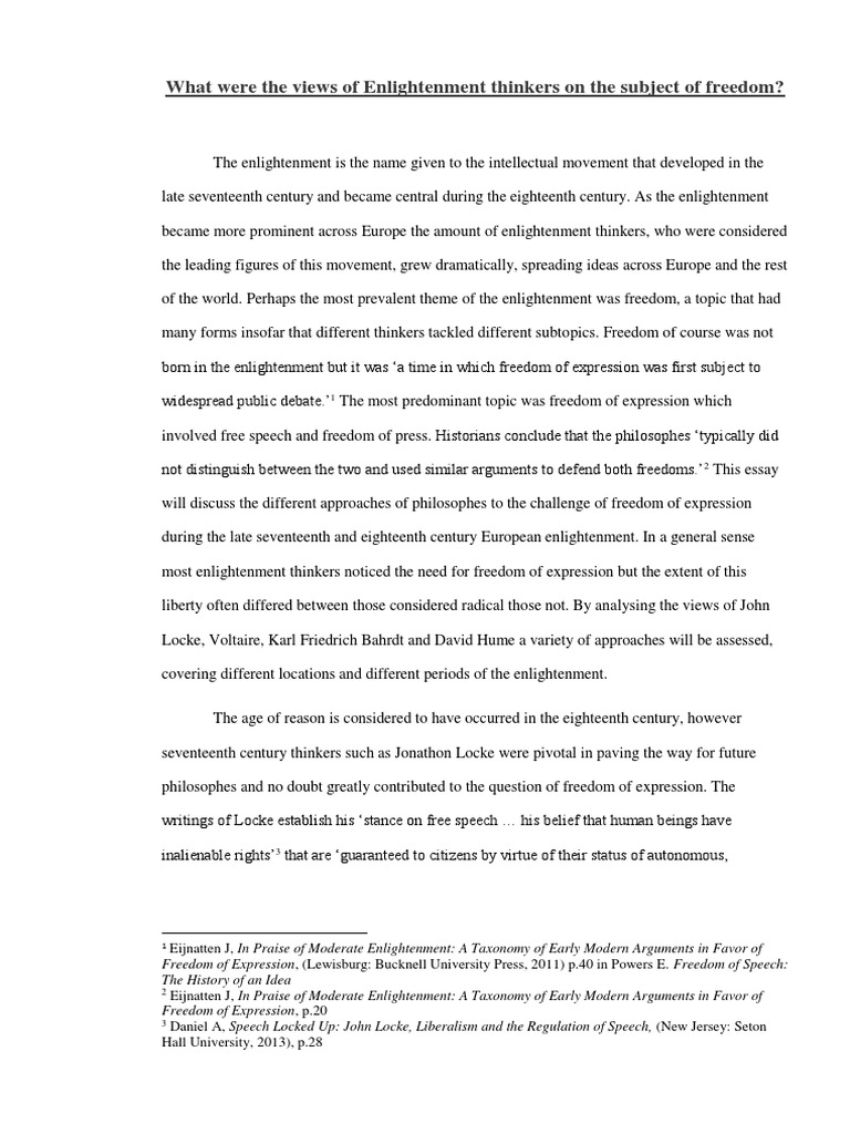 What Were The Views of Enlightenment Thinkers On The Subject of Freedom ...