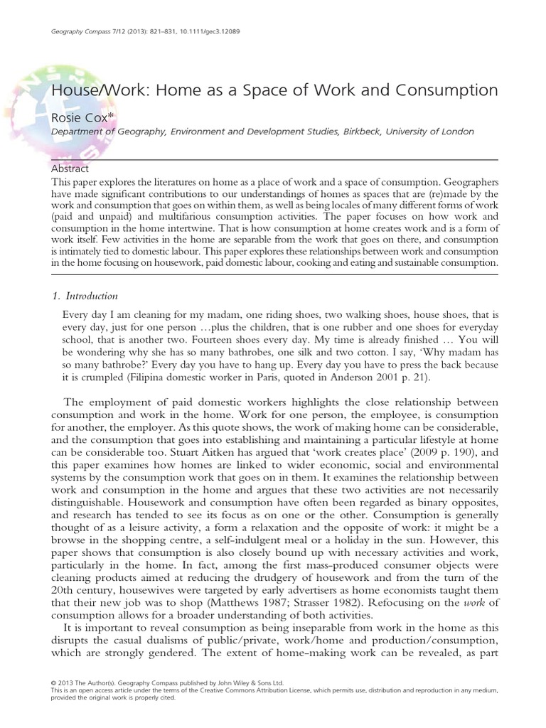 House Work Home As A Space of Work | PDF | Domestic Worker | Sustainability