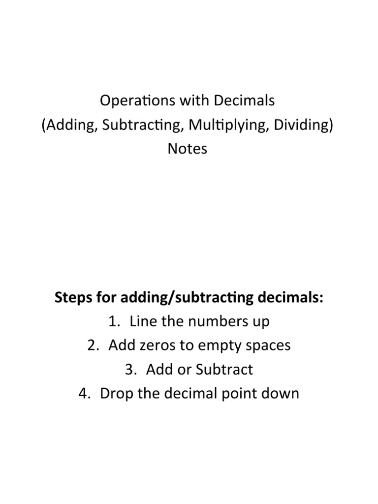 Decimals Notes | PDF | Teaching Methods & Materials