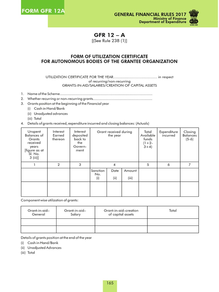 Form GFR 12A | PDF | Internal Control | Service Industries