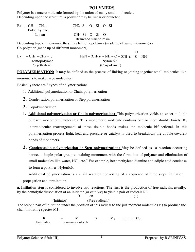Unit 3 Polymers | PDF | Polymerization | Fibre Reinforced Plastic