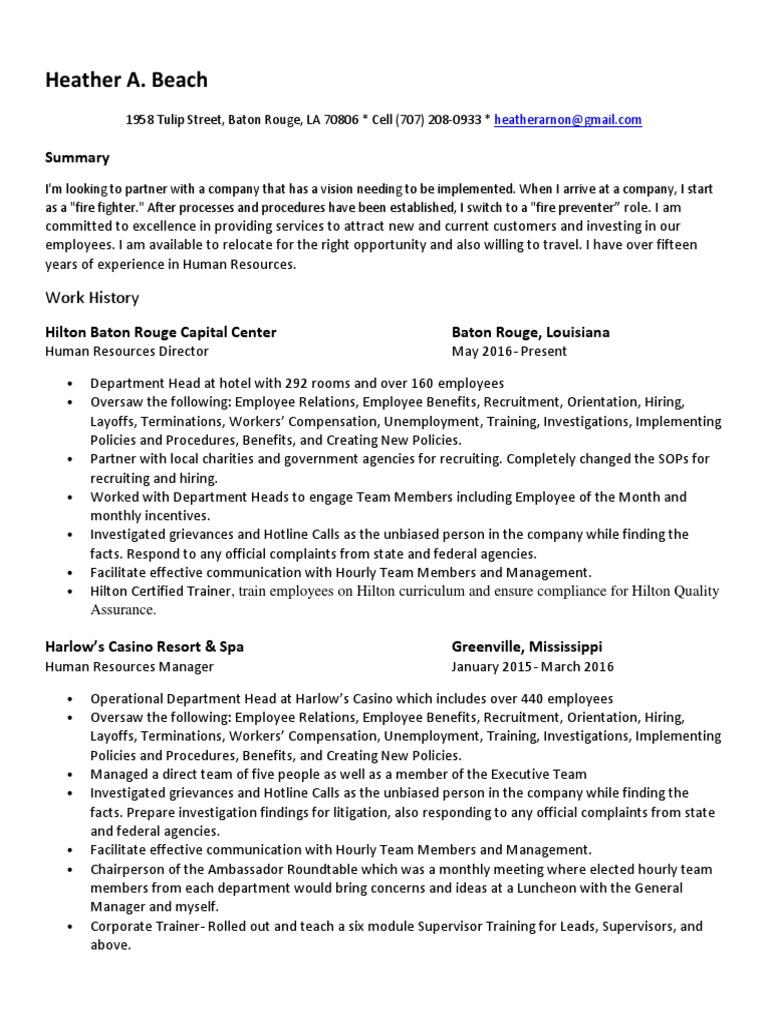 Heather A. Beach: Work History | PDF | Regulatory Compliance | Employment