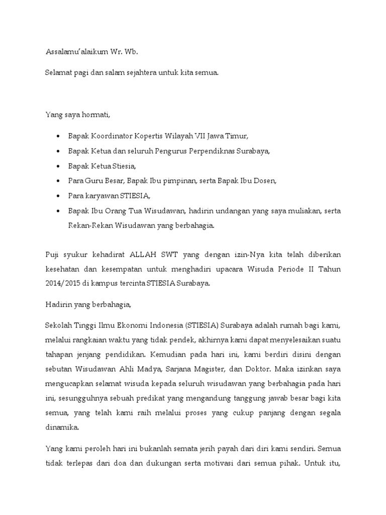 Contoh Naskah Wisudawan | PDF