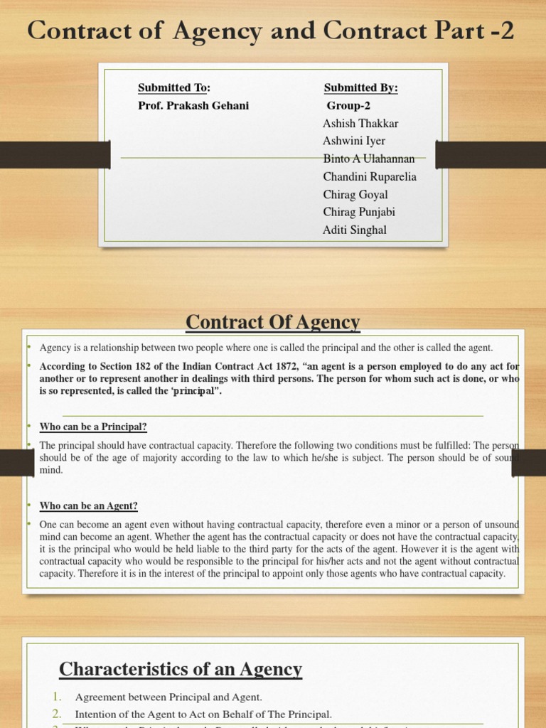 Contract of Agency and Contract Part - 2 | PDF | Guarantee | Law Of Agency