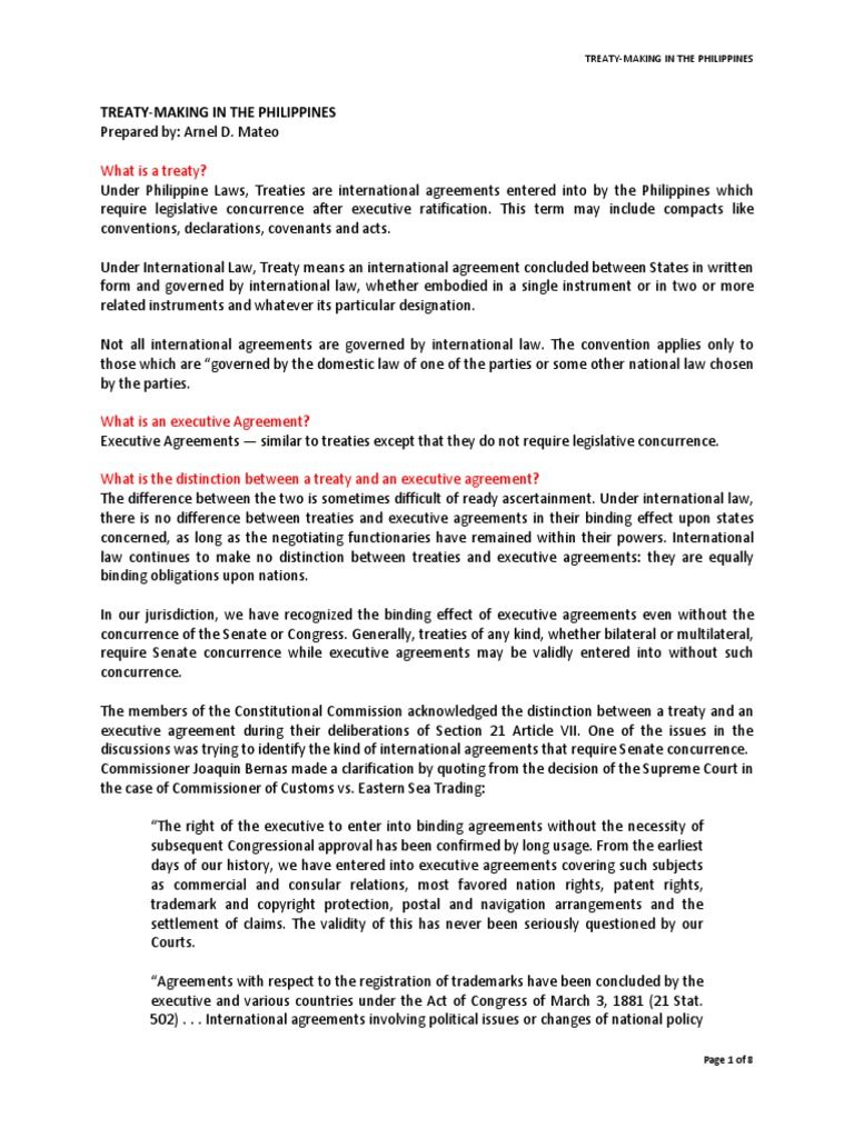 Treaty-making in the Philippines | Treaty | Ratification