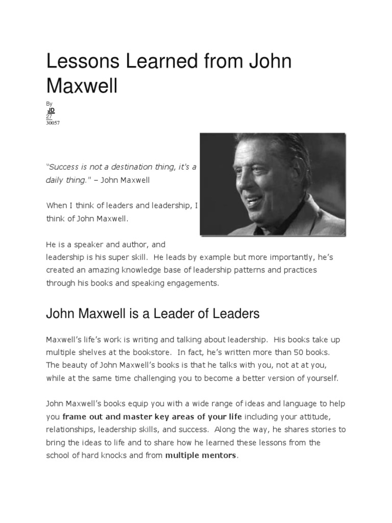 Lessons Learned from John Maxwell.docx | Leadership | Leadership ...