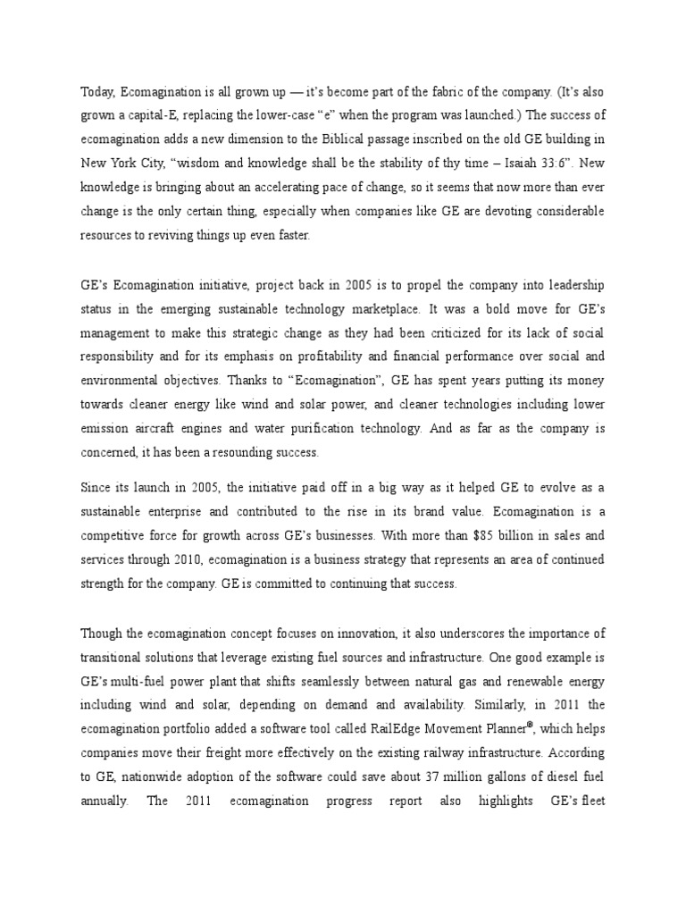 Ecomagination' | PDF | General Electric | Sustainability