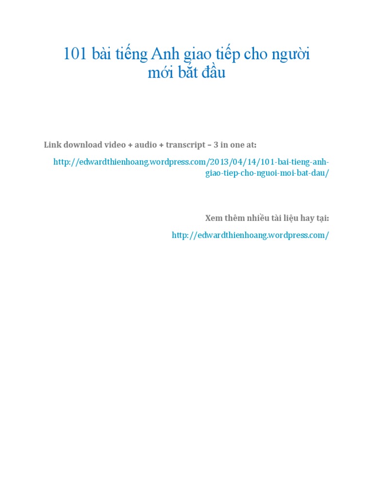 101 English Conversation Transcript Edwardthienhoang | PDF