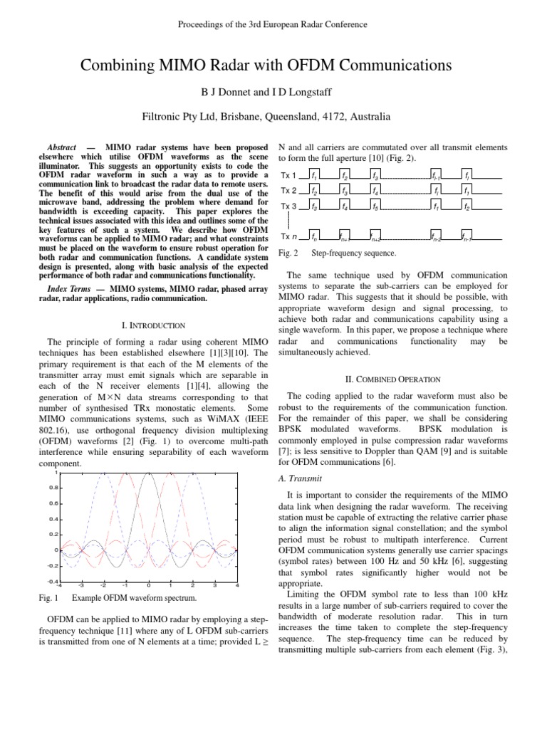 Combining MIMO Radar With OFDM Communications | PDF | Orthogonal Frequency Division Multiplexing ...