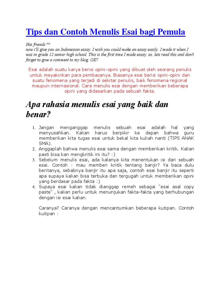 Panduan Menulis Esai untuk Pemula | PDF