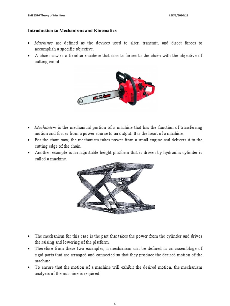Introduction to Mechanism and Kinematics | Machines | Kinematics