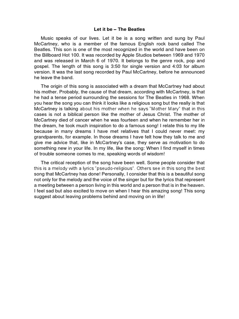 Let It Be Song | PDF