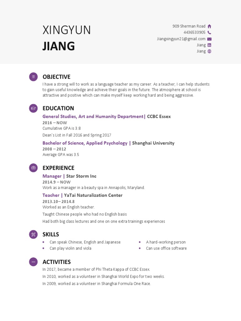 Csit 101 Xingyun Resume Final | PDF