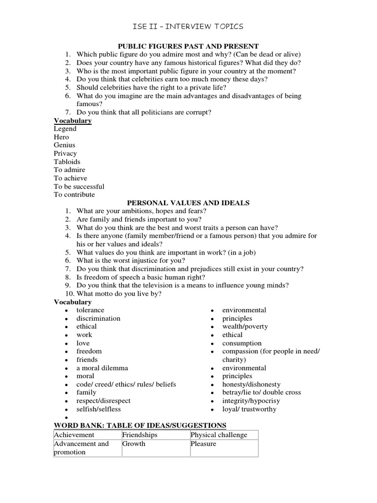 ISE II - Interview Topics | PDF | Environmentalism | Natural Environment