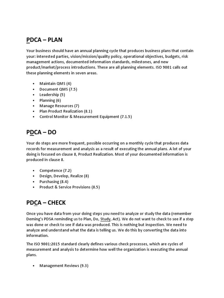 PDCA | PDF | Quality Management | Iso 9000
