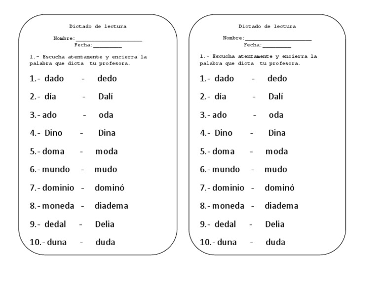 Dictado Lectura Letra D | PDF | Ajedrez | Deportes