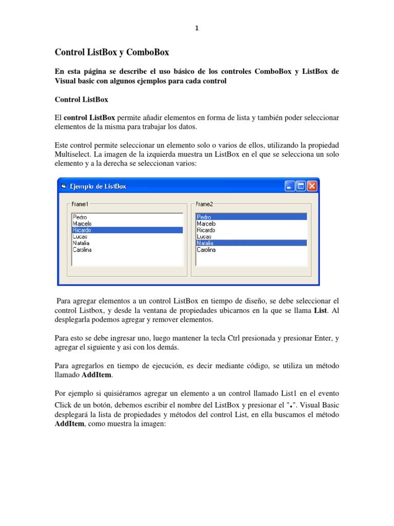 Guía de ListBox y ComboBox en VB | PDF | Básico | Programación de ...