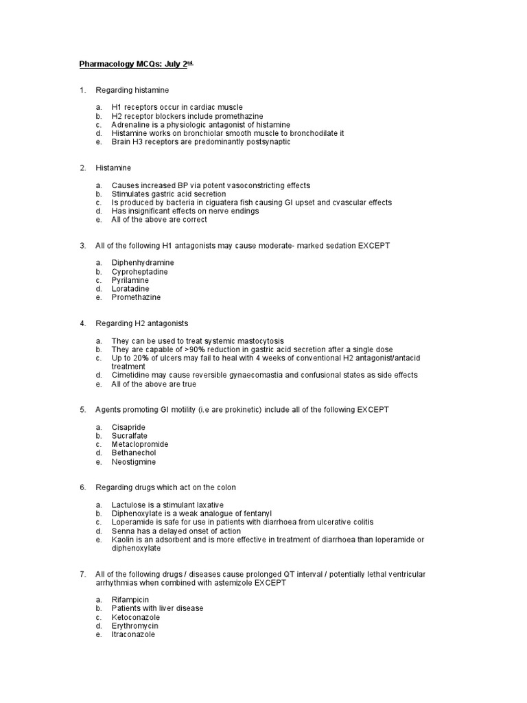 Pharmacology Mcqs | PDF | Lung | Respiratory System