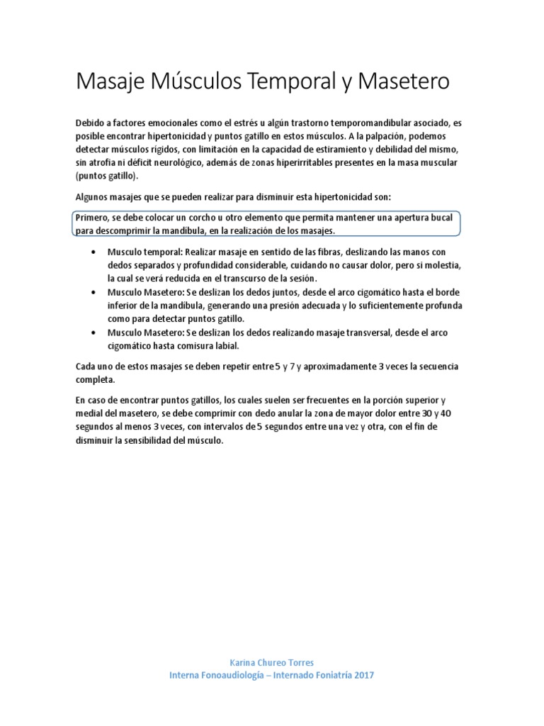 Masaje Músculos Temporal y Masetero | PDF