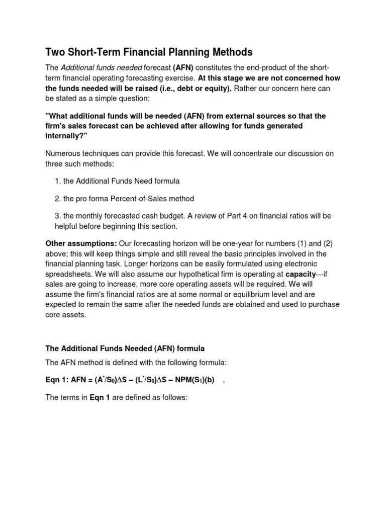 Additional Funds Needed Mas | PDF | Dividend | Balance Sheet