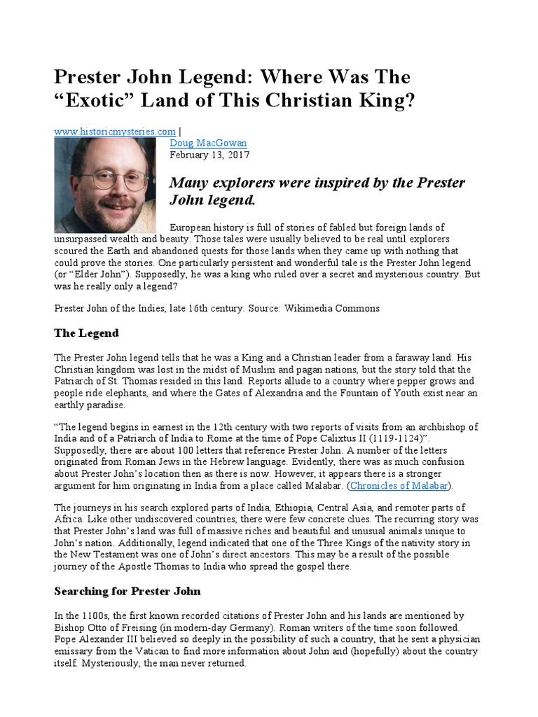 The Legend of Prester John Explained | PDF | Religious Faiths ...