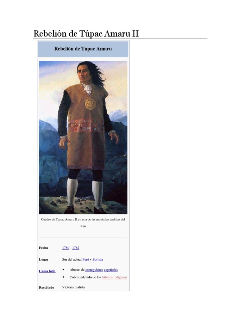 Rebelión de Túpac Amaru II | Imperio español | Perú