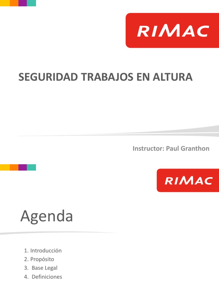01 Rimac Seguridad Trabajos en Altura PDF | Descargar gratis PDF | Administración de Seguridad y ...