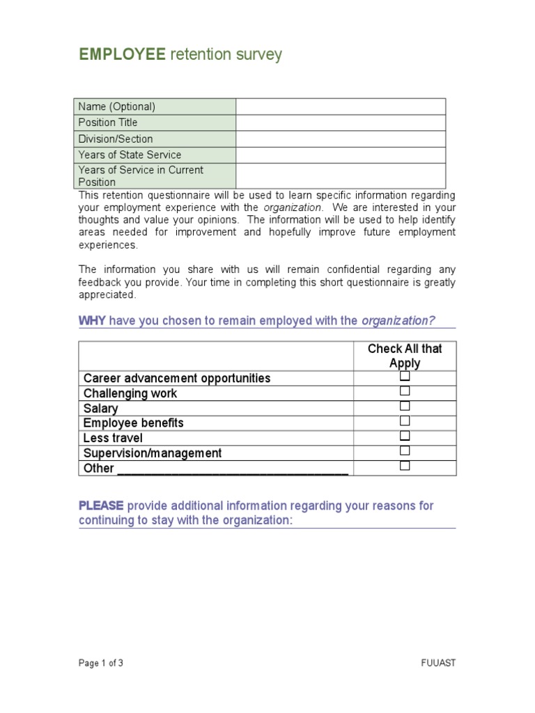 Employee Retention Survey Insights | PDF | Employee Retention | Employment