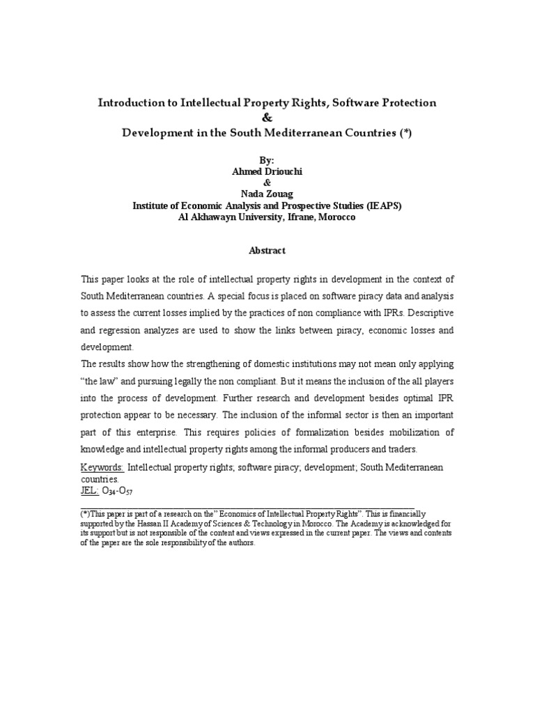 Introduction To Intellectual Property Rights, Software Protection ...