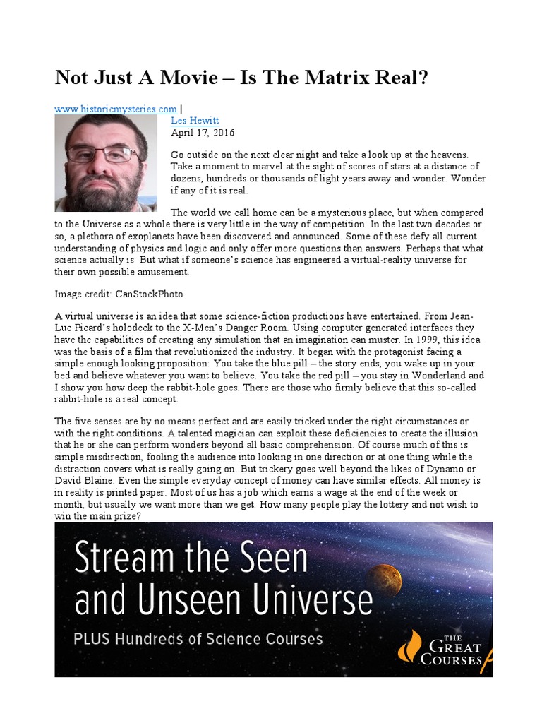 Is The Matrix Real? | Download Free PDF | Astronomy | Cosmic Ray