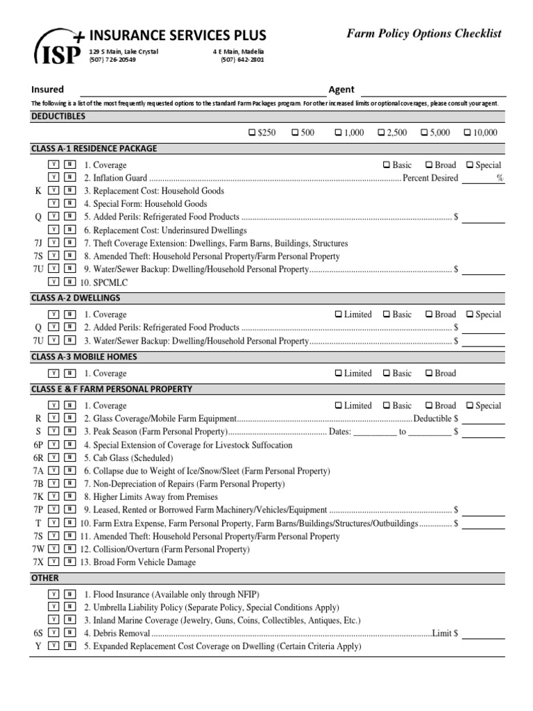 Farm Policy Options Checklist | PDF | Insurance | Industries
