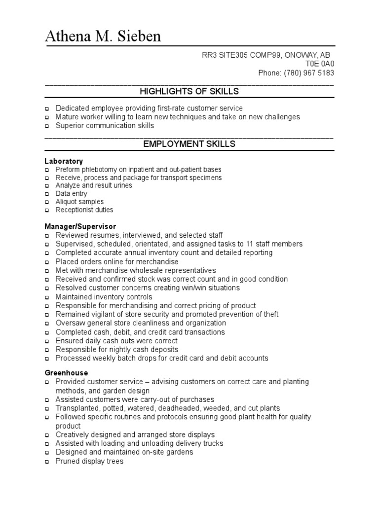 Athena Sieben Resume 2017 | PDF | Edmonton | Debit Card