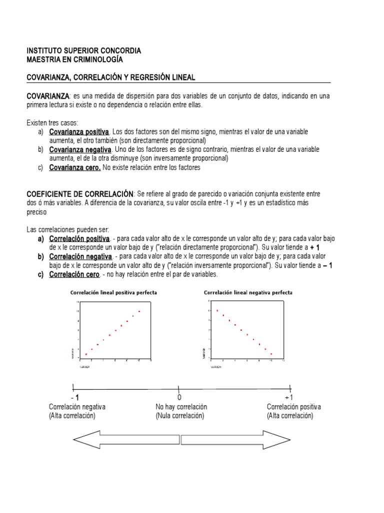 Covarianza Correlación y Regresión Lineal | PDF | Covarianza | Correlación y dependencia