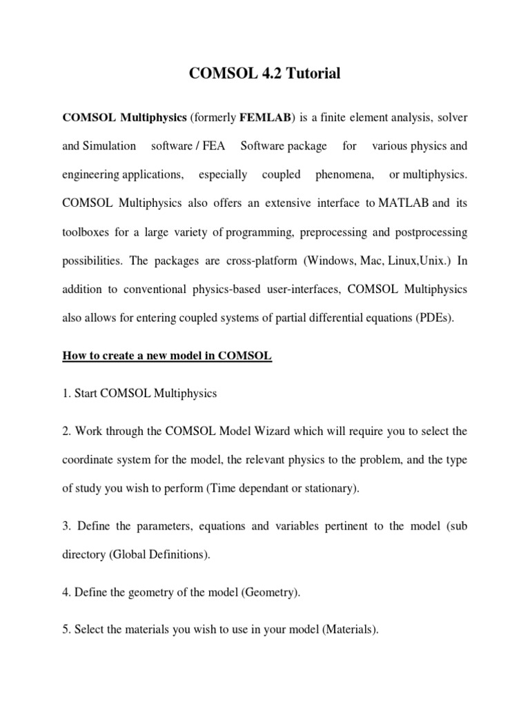 Comsol 4.2 Tutorial PDF | PDF
