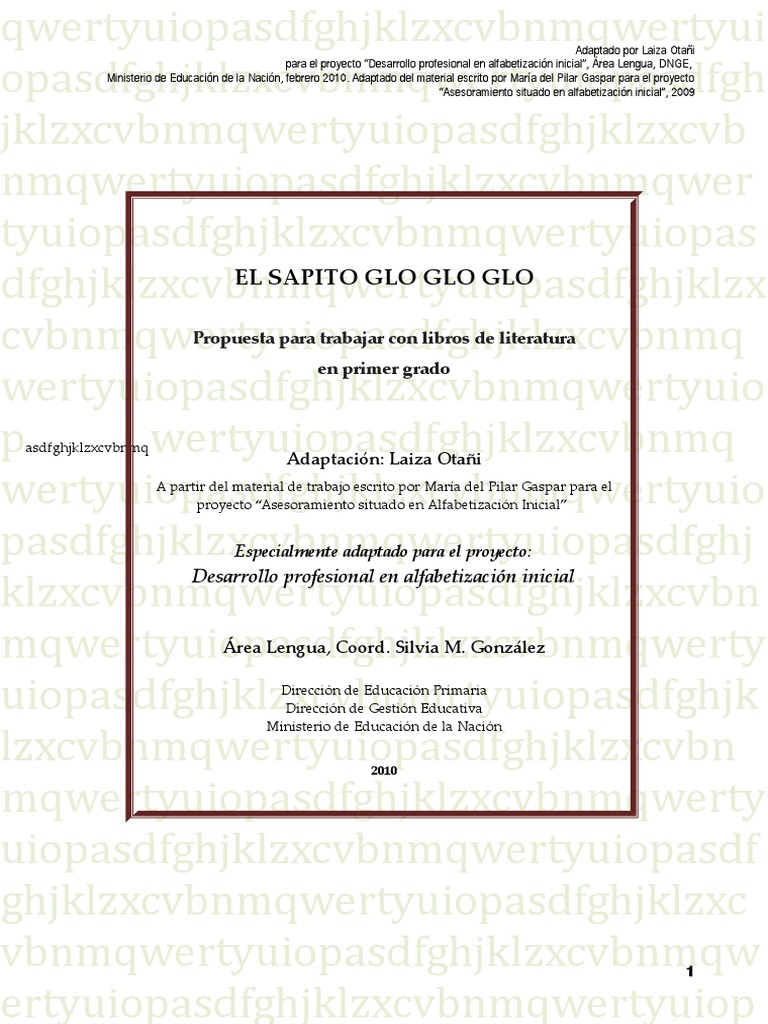 Secuencia El Sapito Glo Glo Glo | PDF | Libros | Literatura