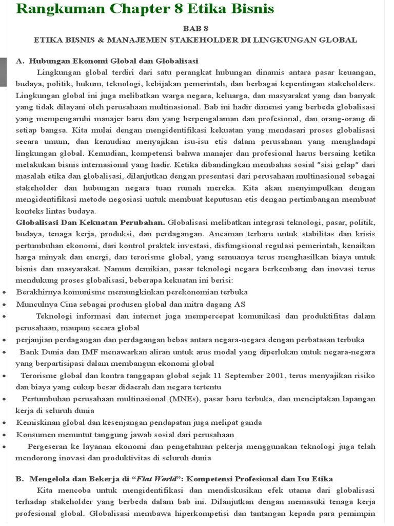 The KEY Is - BELAJAR - Rangkuman Chapter 8 Etika Bisnis | PDF