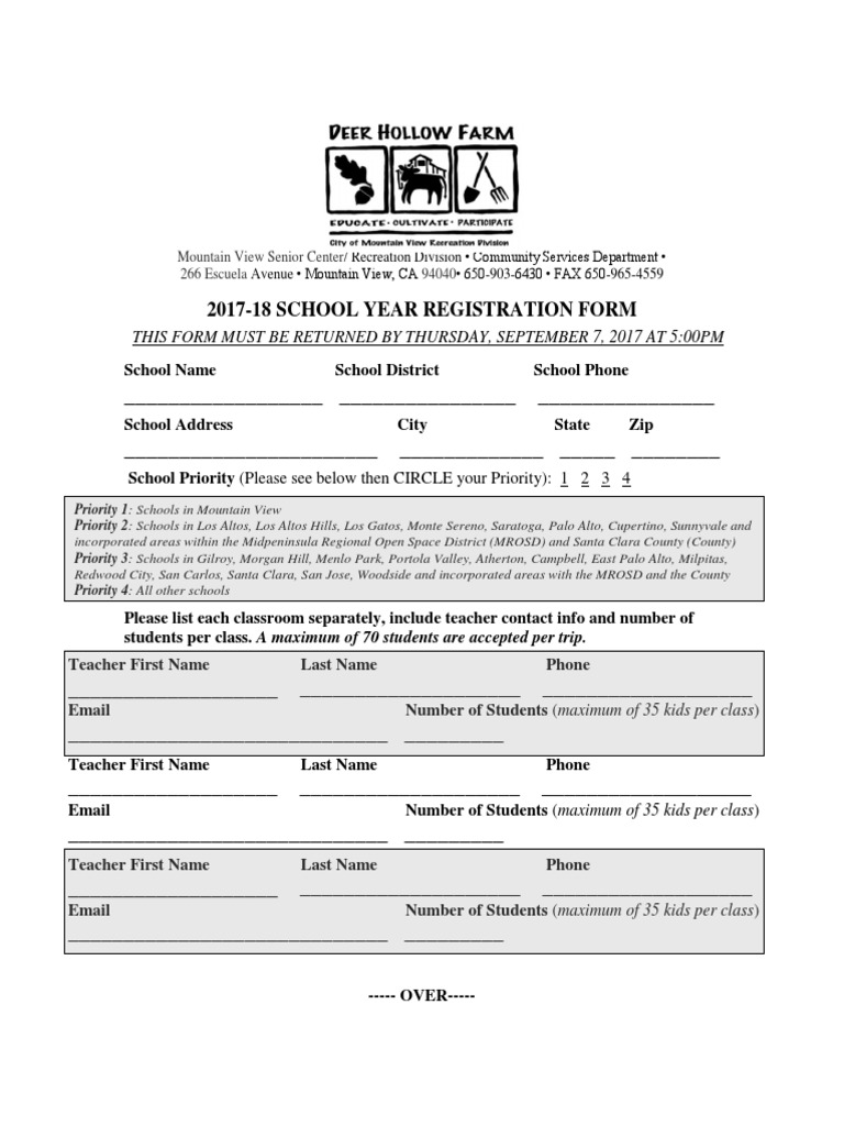 DHF 2017-18 Registration Form | PDF | Schools | Behavior Modification