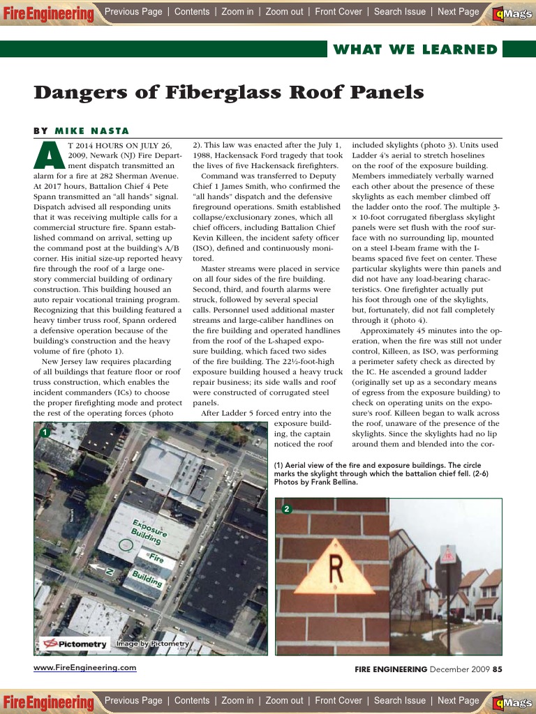 Dangers of Fiberglass Roof Panels PDF | PDF | Firefighter